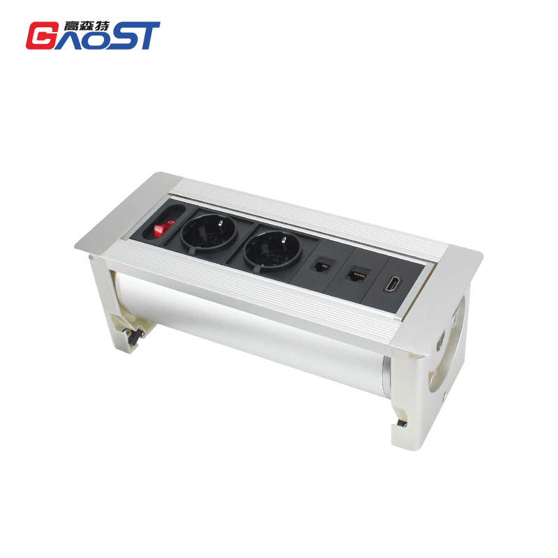 Desk Manual Flip Up Socket Power Strips EU Socket,Concealed Rotary Socket
